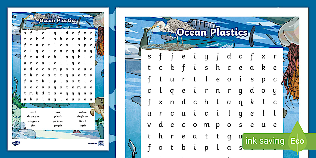 Ocean Plastics Word Search (teacher made) - Twinkl