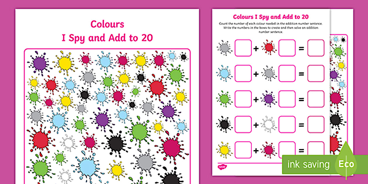 👉 Colours I Spy and Add to 20 Activity (teacher made)
