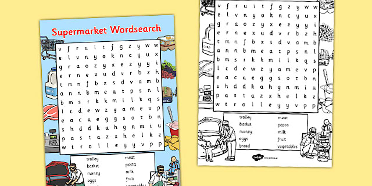 Supermarket Wordsearch (teacher made) - Twinkl