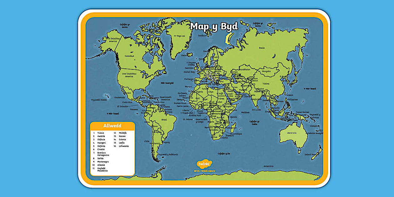 Poster Map y Byd (teacher made) - Twinkl