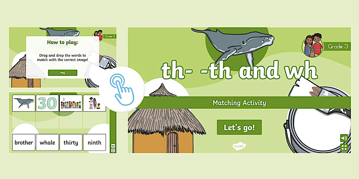 Grade 3 Phonics th-, -th and wh Interactive Go! Game
