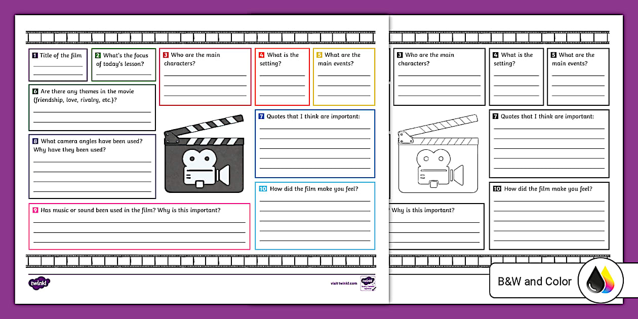 Movie Analysis Worksheet for 6th-8th Grade