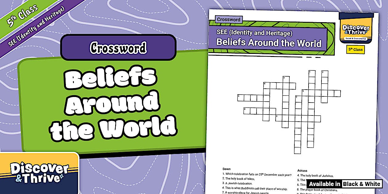 Beliefs Around the World Crossword for 5th Class