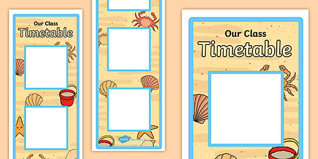 Large Seaside Themed Vertical Visual Timetable - Twinkl