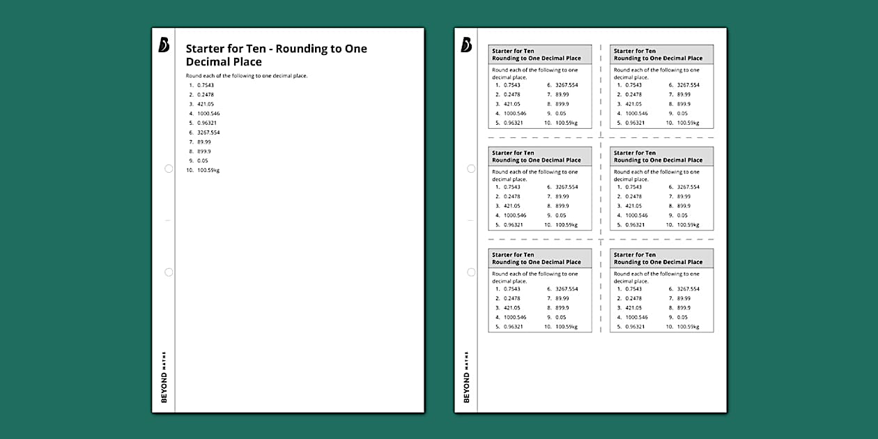 👉 Starter for Ten Rounding to One Decimal Place - Twinkl