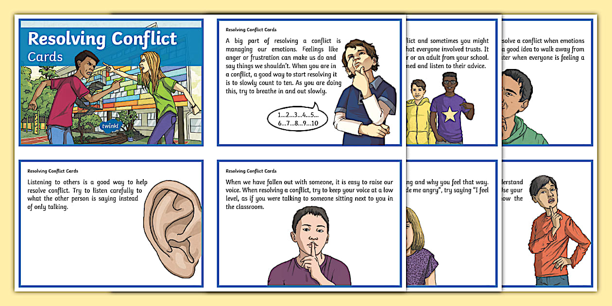 Editable Resolving Conflict Cards (teacher made) - Twinkl