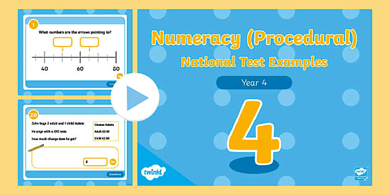Year 4 Numeracy (Procedural) Test Question Examples Powerpoint