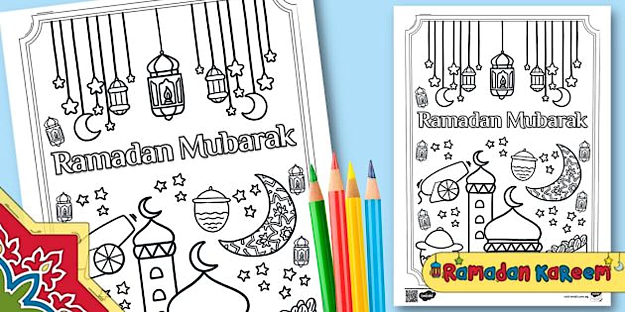 Ramadan Mubarak Doodle Colouring Page (teacher made)