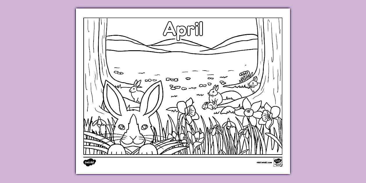 April Coloring Sheet (teacher made) - Twinkl