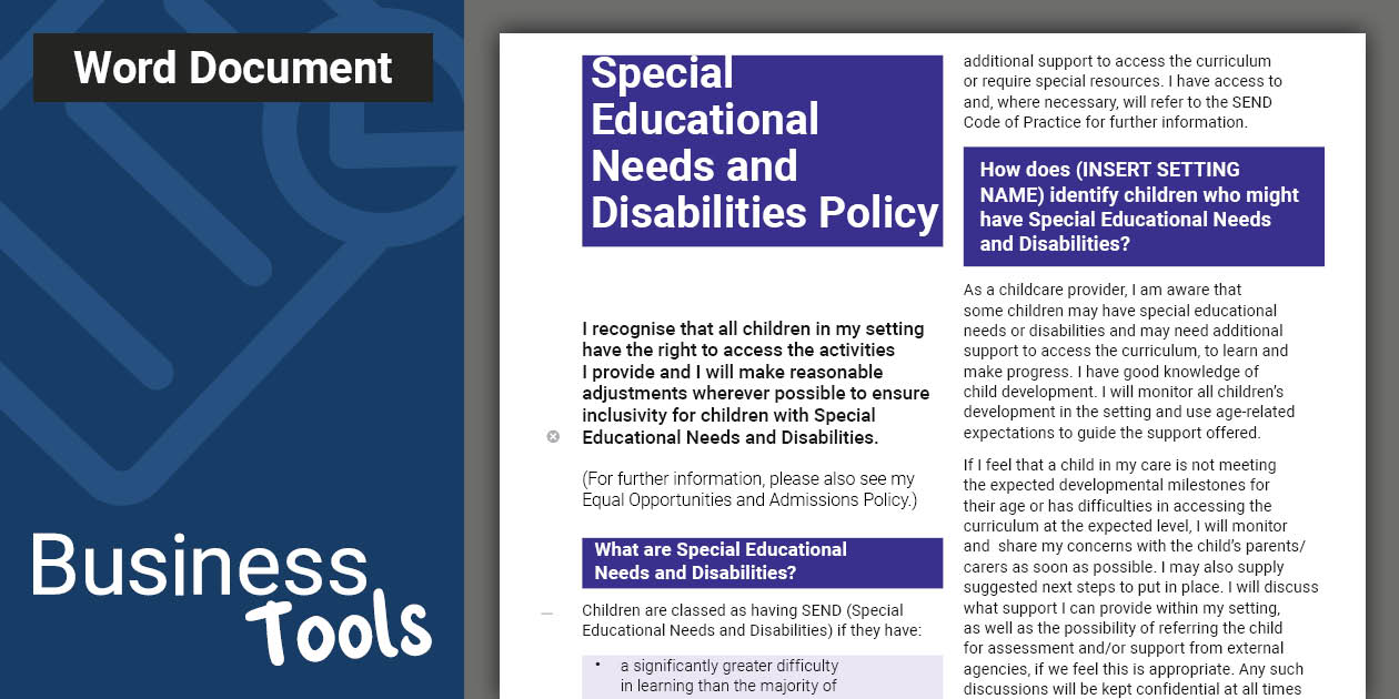 Special Educational Needs and Disabilities Policy for Childminders