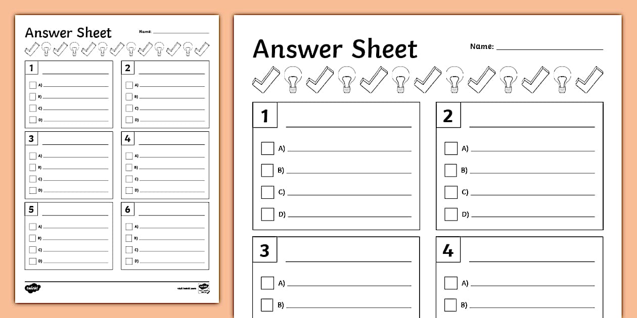 Quiz Answer Sheet Template (teacher made) - Twinkl