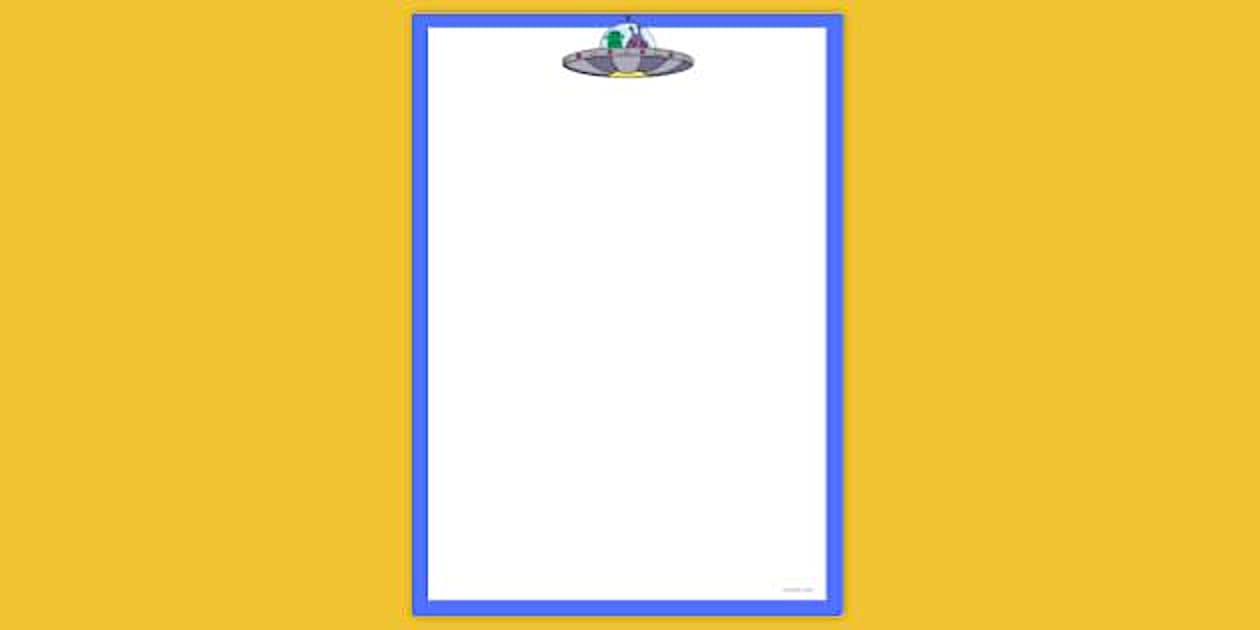 Simple Blank Aliens in Flying Saucer Page Border - Twinkl