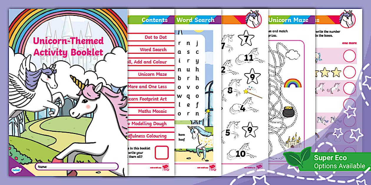 Unicorn-Themed Activity Booklet | Parents Resource - Twinkl