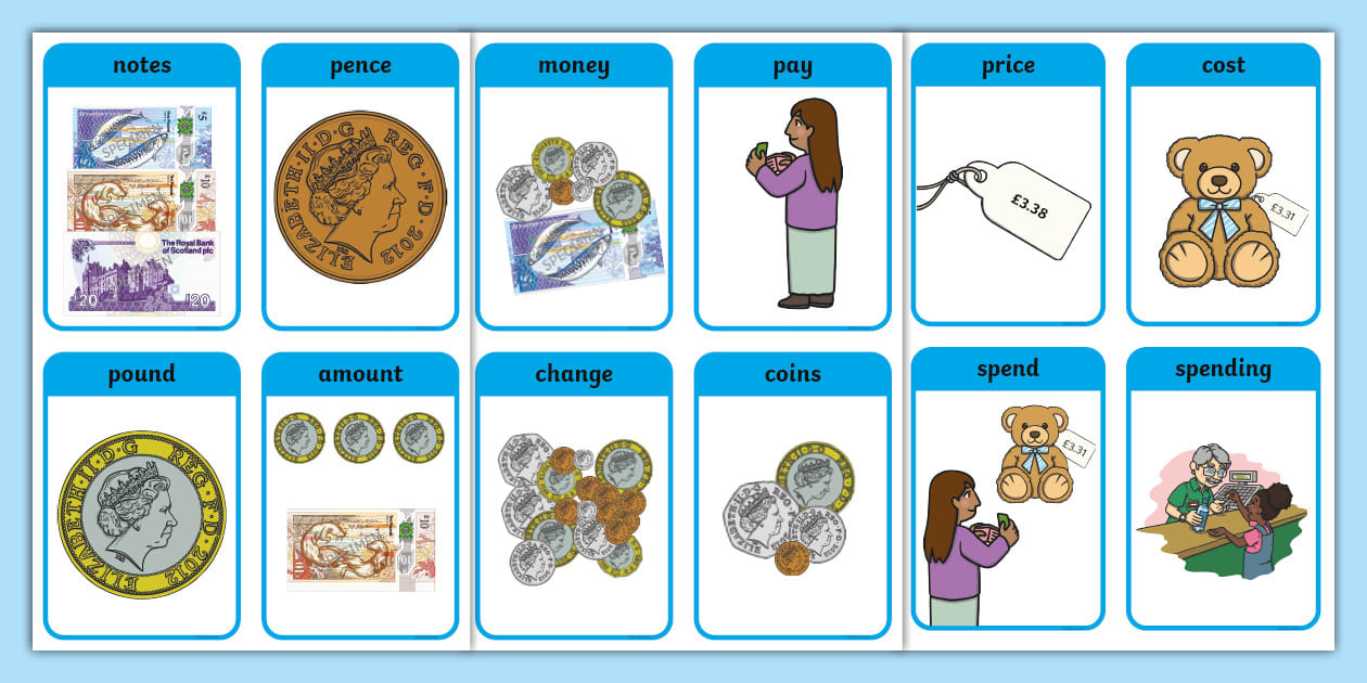 CfE First Level Numeracy and Mathematics Money Keyword Flashcards-Scottish