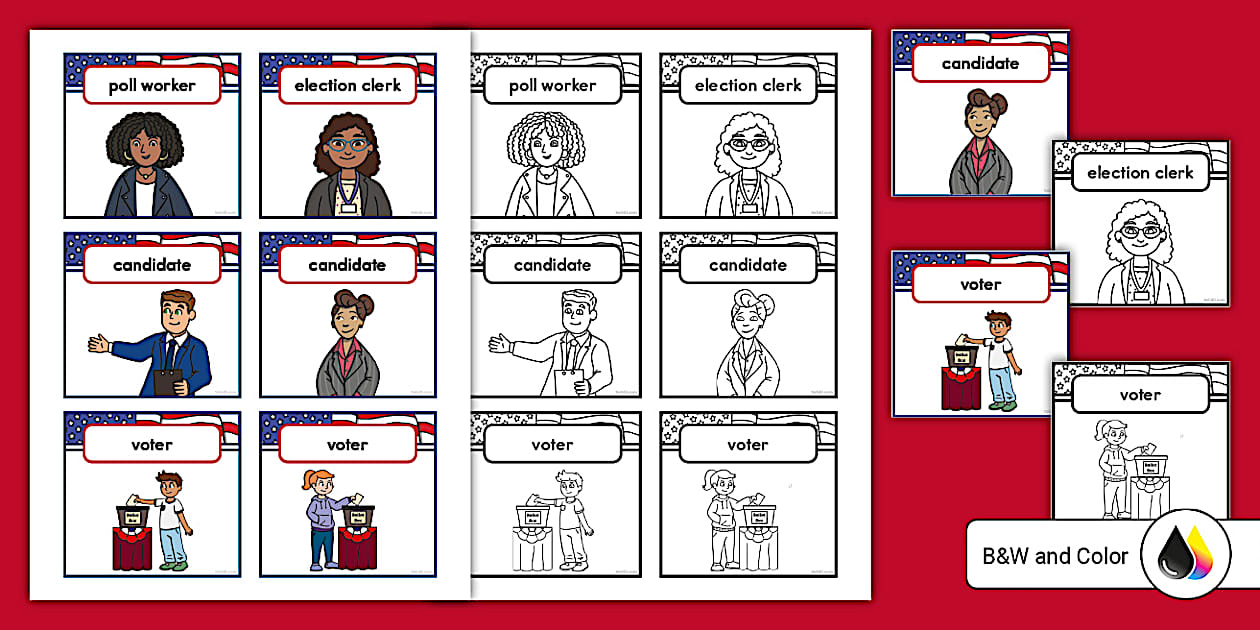 Election Day Voting Booth Dramatic Play Badges - Twinkl