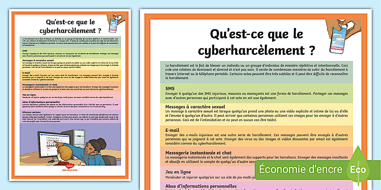 Affiche sur le cyberharcèlement (Teacher-Made) - Twinkl