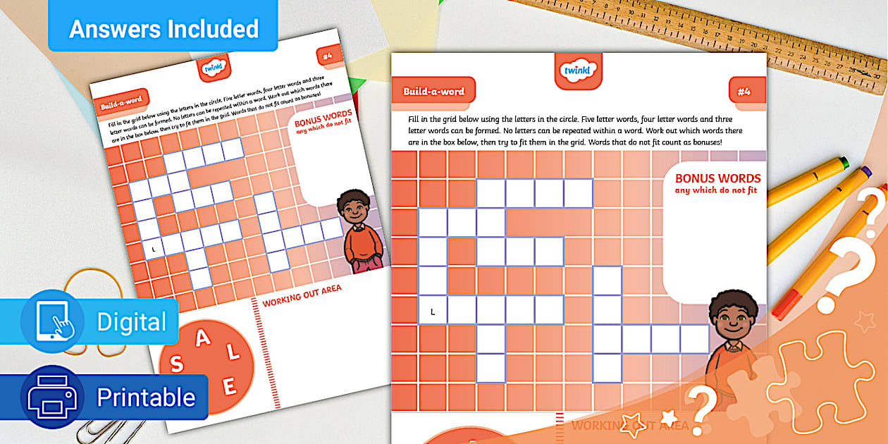 Build-a-word puzzle #4 - Kids Puzzles (teacher made)