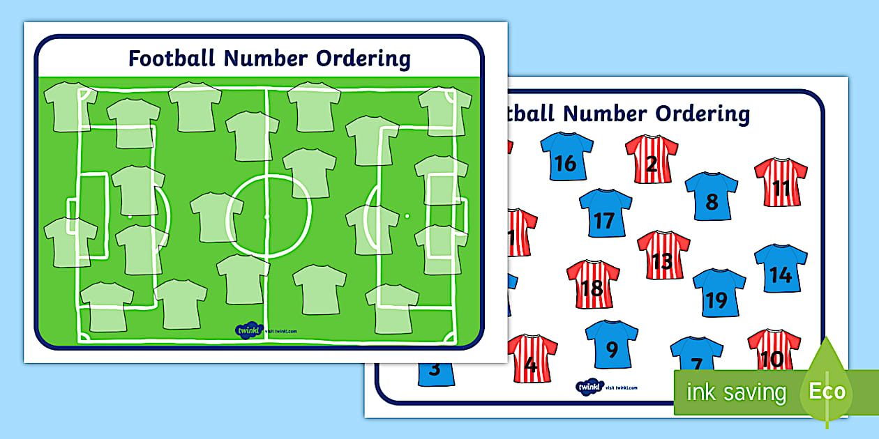 Editable Football Strip Number Ordering Activity - Twinkl