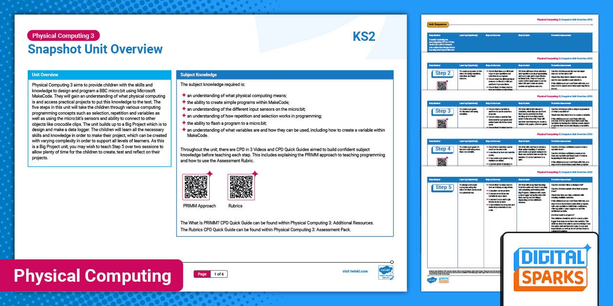 FREE! - Digital Sparks: Physical Computing 3: Snapshot Unit Overview