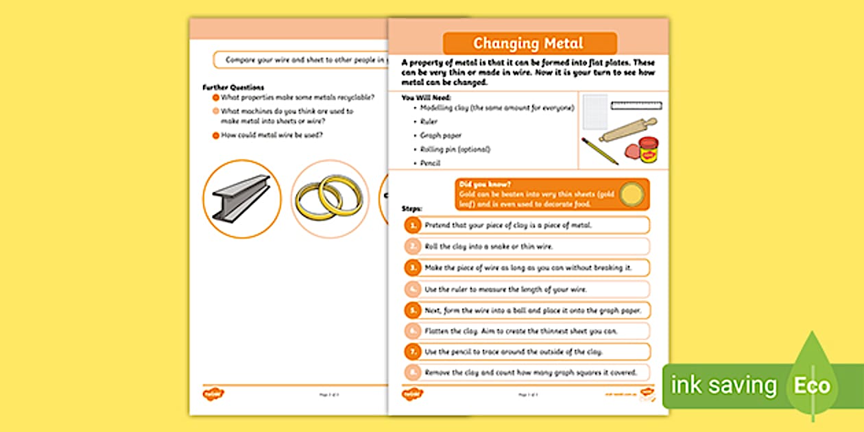 TAS Changing Metals Activity (l'enseignant a fait) - Twinkl