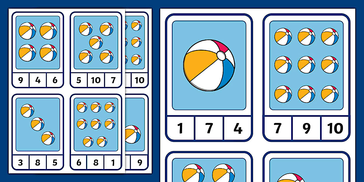 👉 Beach Balls Peg Counting Activity (professor feito)