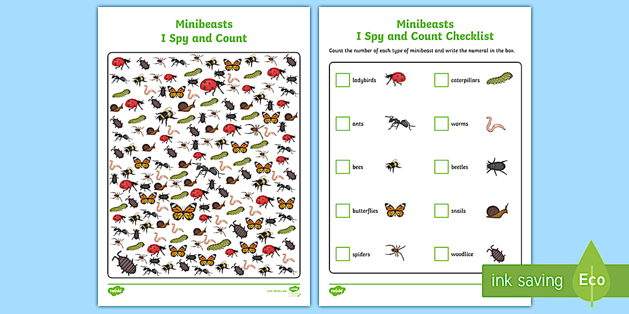 Minibeast I Spy and Count Activity (teacher made) - Twinkl