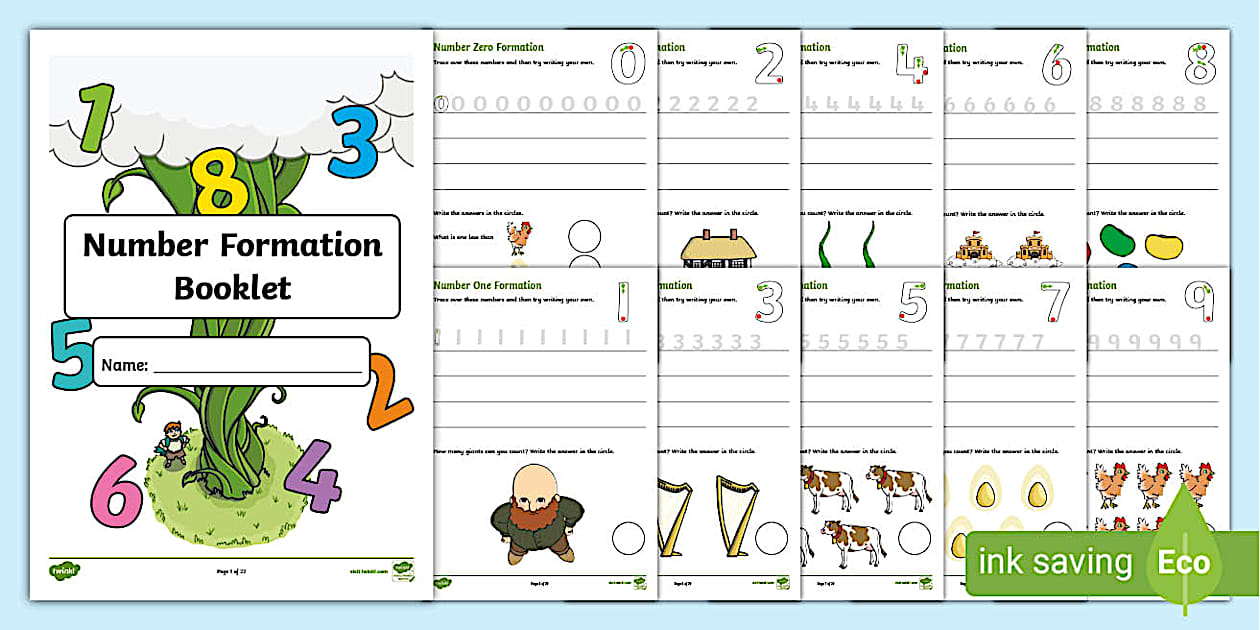 Jack and the Beanstalk Number Formation Workbook - Twinkl