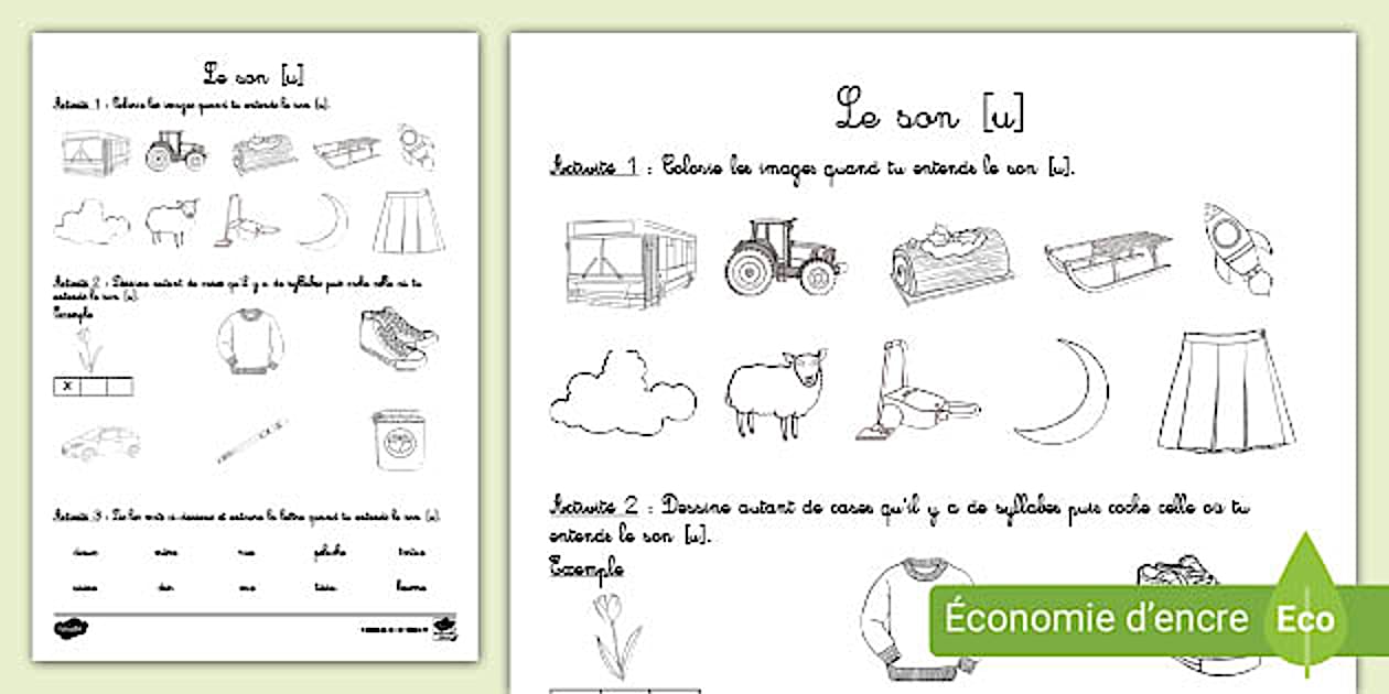 Feuille d'activités : Le son u [y] (Hecho por educadores)
