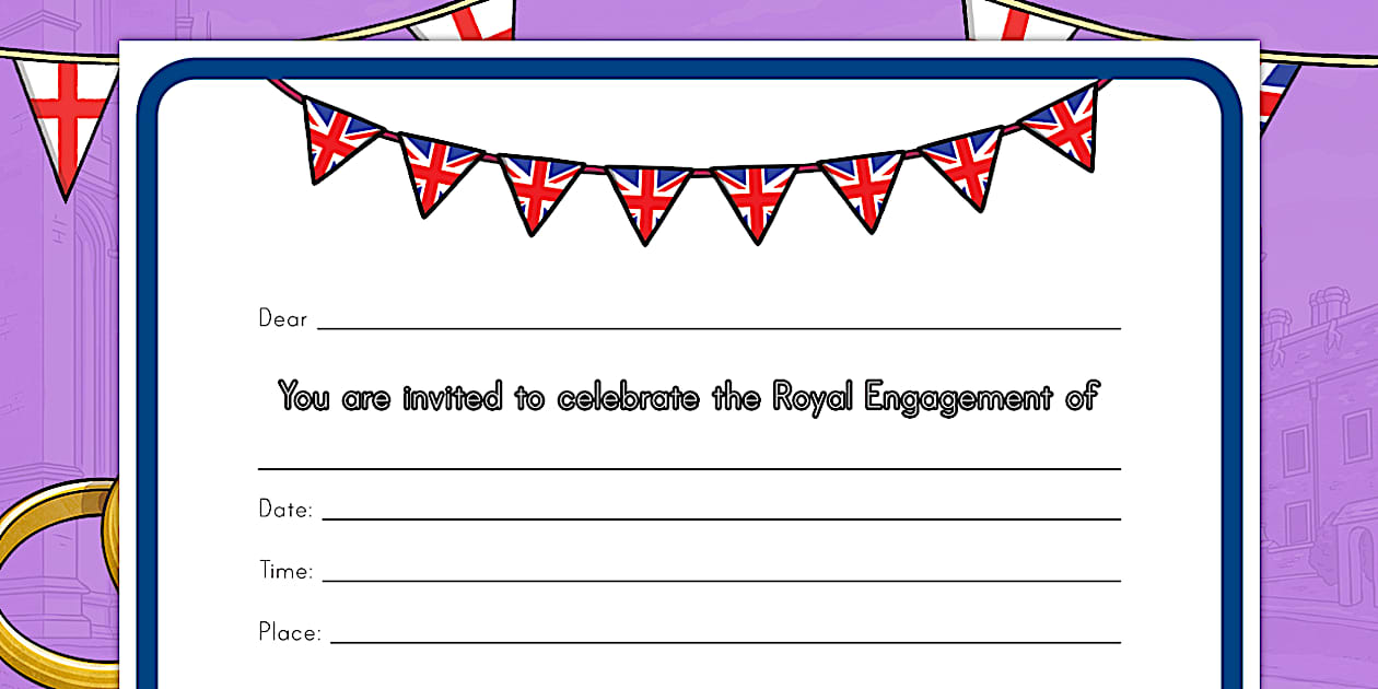 Royal Engagement Party Invitation Design Activity Worksheet