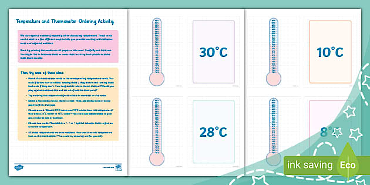 Temperature and Thermometer Ordering Activity (Ages 9 - 10)
