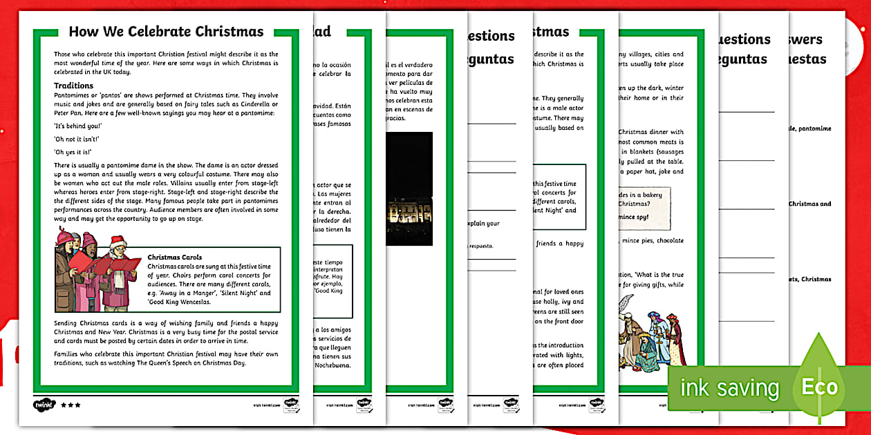 How We Celebrate Christmas Differentiated Reading Comprehension Activity