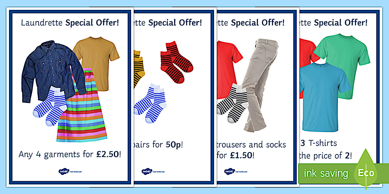 Laundrette Role-Play: Special Offers Display Posters