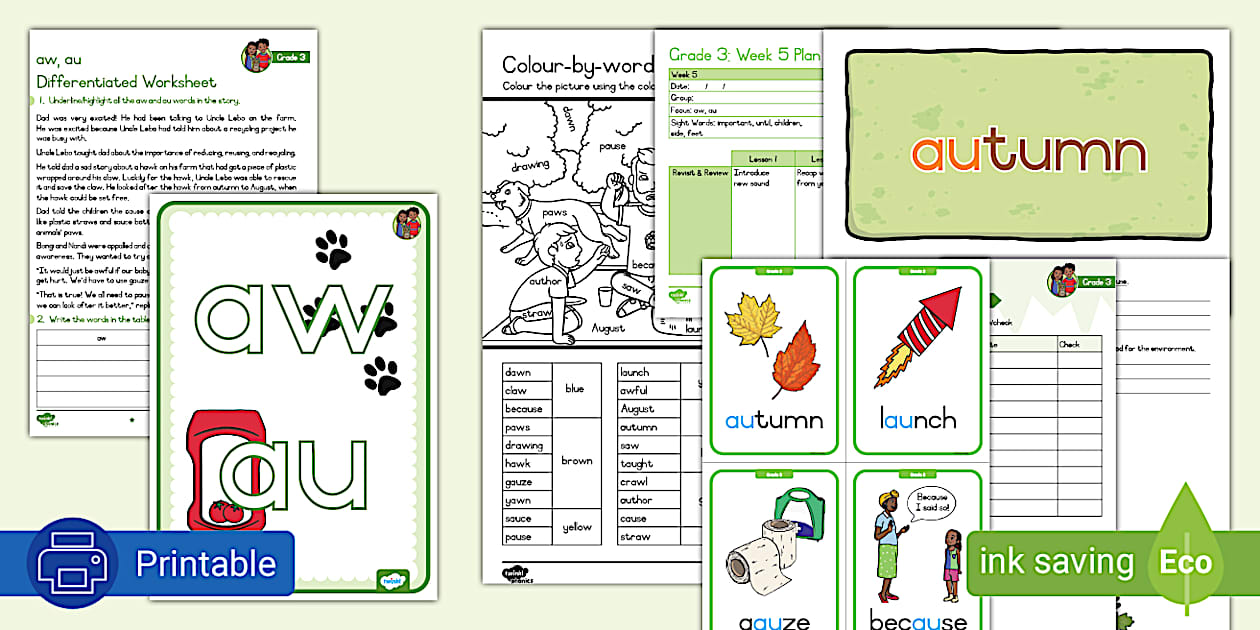 Grade 3 Phonics Pack au , aw