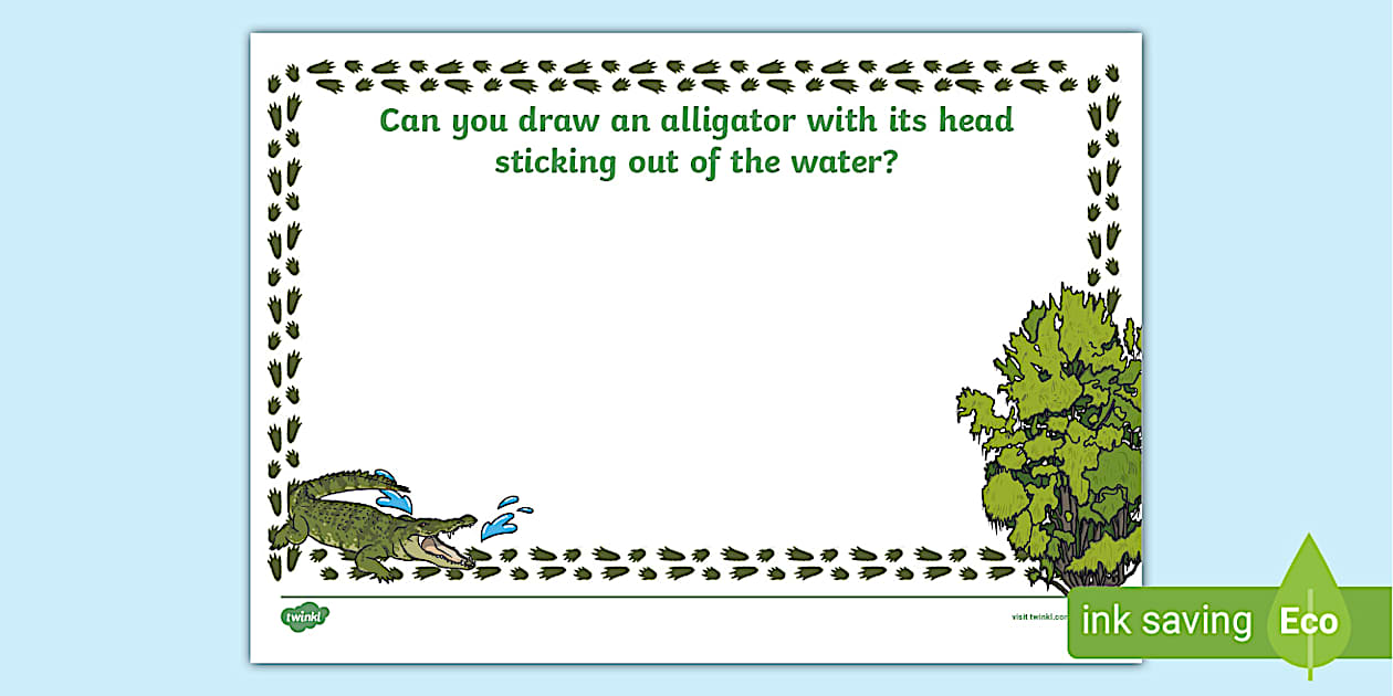 Alligator Drawing Prompt (teacher made) - Twinkl