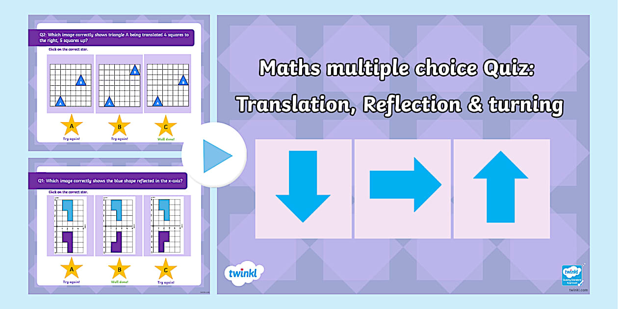 👉 Maths Multiple choice quiz: Translation, Reflection & Turns