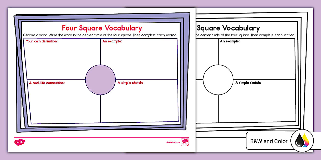 Four Square Vocabulary Worksheet (teacher made) - Twinkl