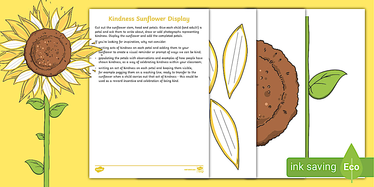 Kindness Sunflower Display - Twinkl - Educational Resources