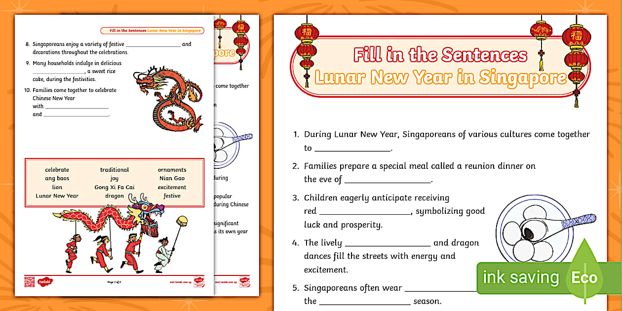 *Fill in the Sentences - Lunar New Year in Singapore*