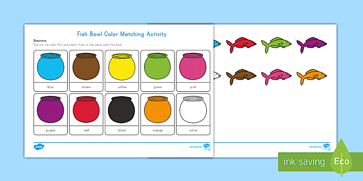 Fish Bowl Color Matching Worksheet Mat - Activity Mat