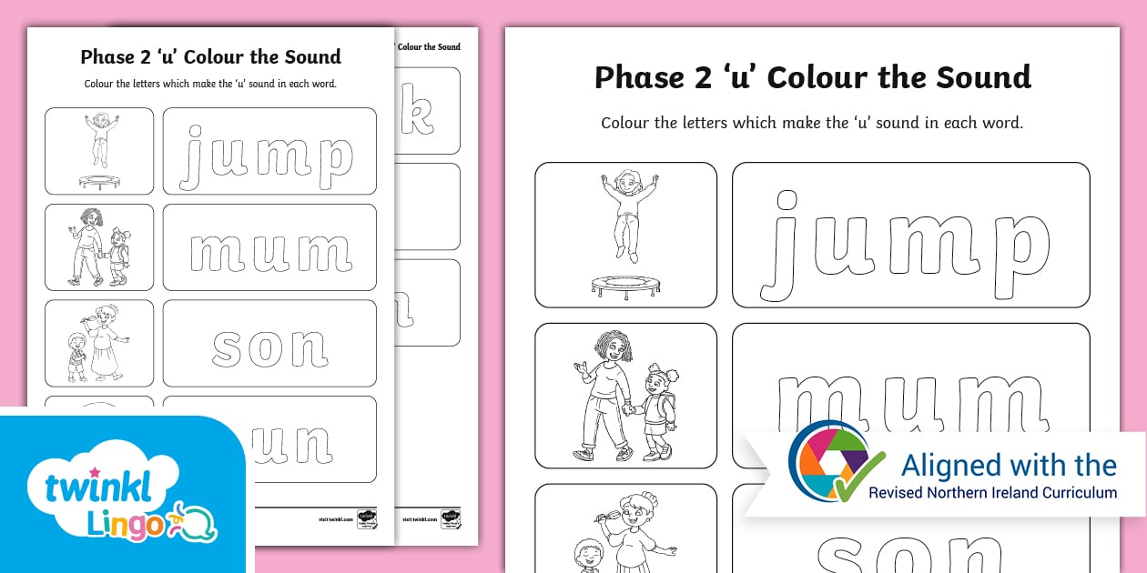 Linguistic Phonics Phase 2 'u' - Colour the Sound - Twinkl