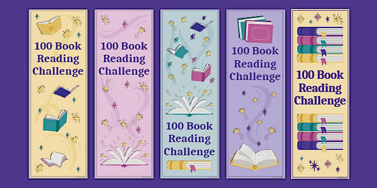 100 Book Reading Challenge Bookmarks (teacher made) - Twinkl