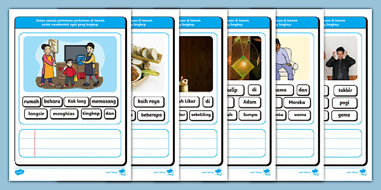 Aktiviti Menyusun Ayat - Hari Raya KSSR 1 (teacher made)