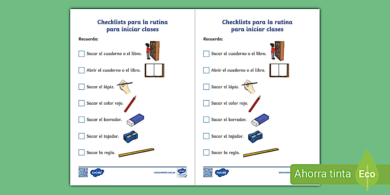 Checklist: Rutinas para iniciar las clases (teacher made)