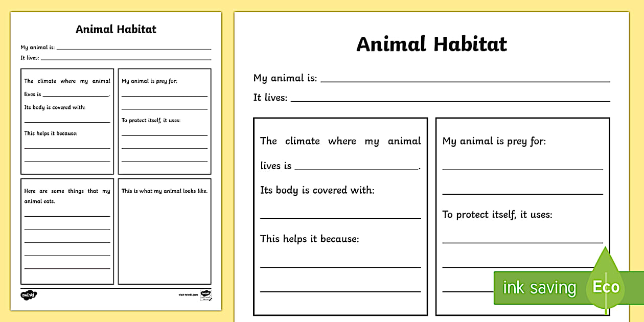 Animal Habitat Worksheet | Resource | Twinkl USA - Twinkl