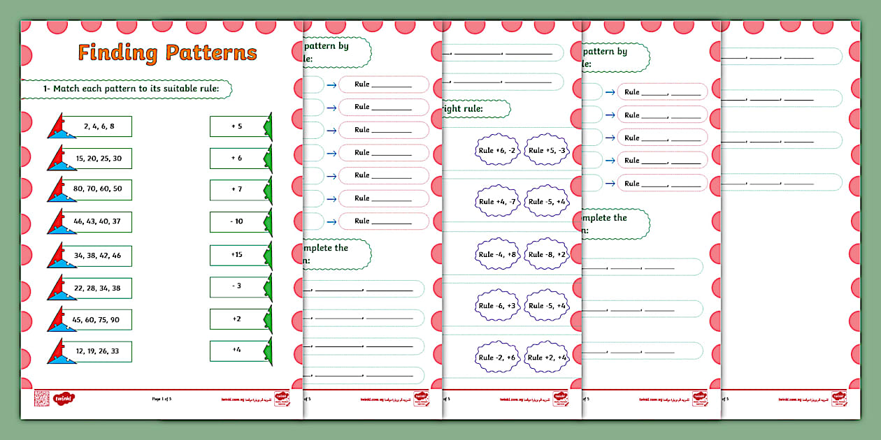 Finding Patterns Worksheet (teacher made) - Twinkl