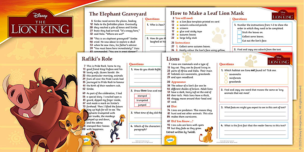 The Lion King: 60-Second Reads Activity Pack [Ages 5-7]