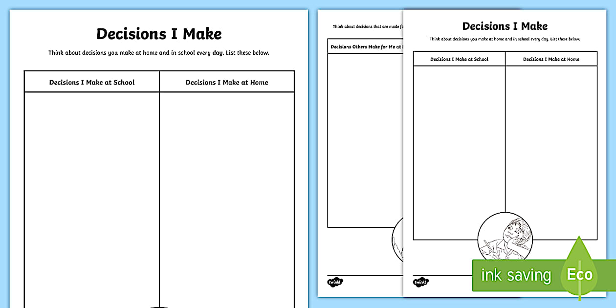 Making Good Decisions Worksheet | Twinkl Resources - Twinkl