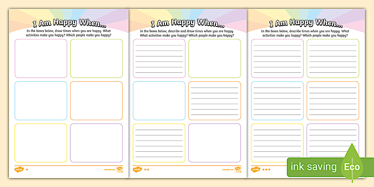 I am Happy When... Worksheet (teacher made) - Twinkl