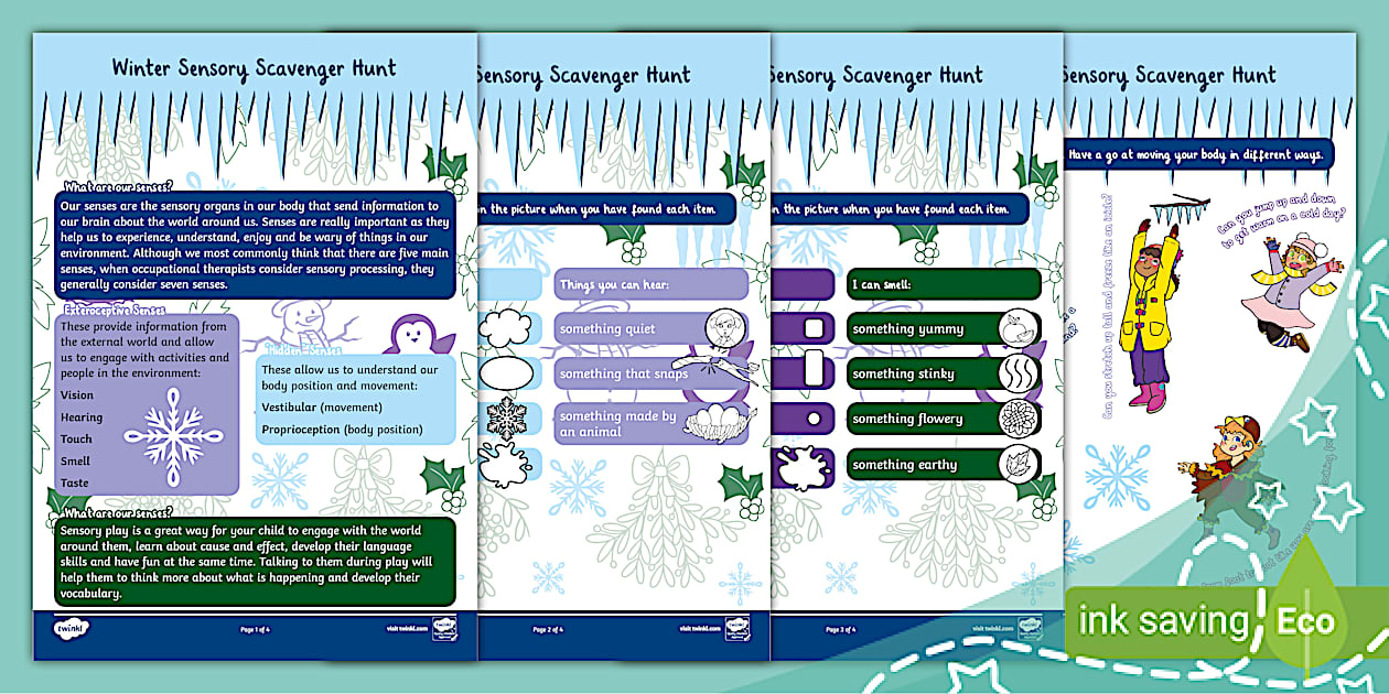 Winter Sensory Scavenger Hunt (teacher made) - Twinkl