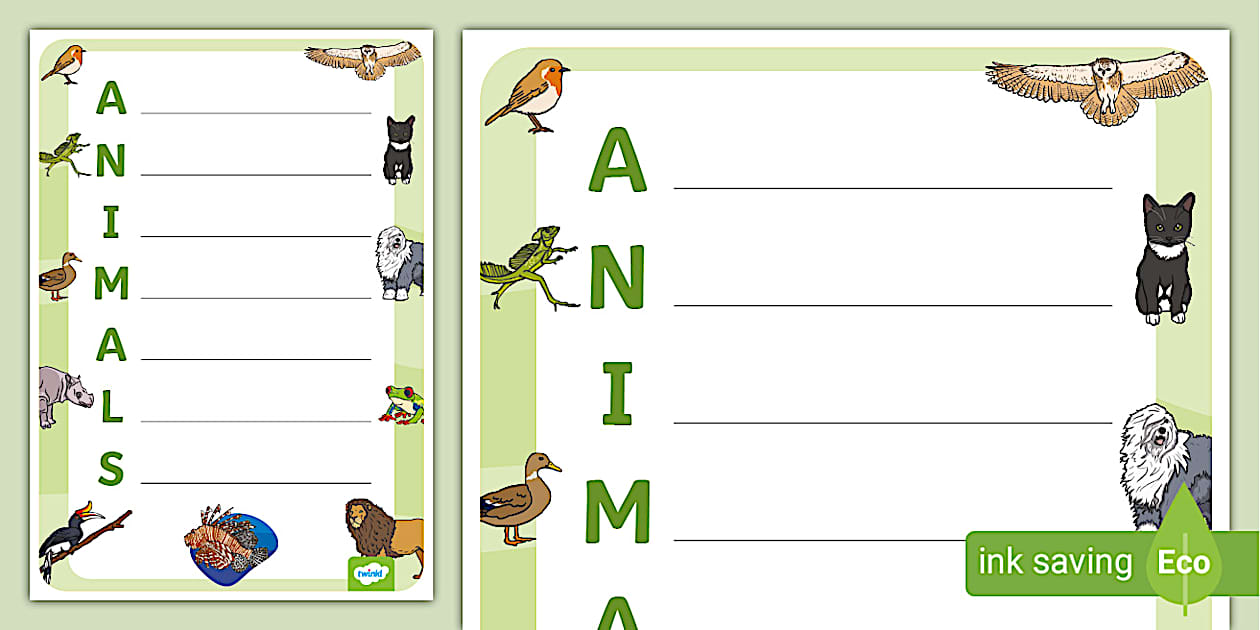 Animals Acrostic Poem Template (Teacher-Made) - Twinkl